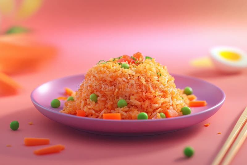 Crispy Fried Rice Surrounded by Colorful Vegetables and Fluffy Eggs in ...