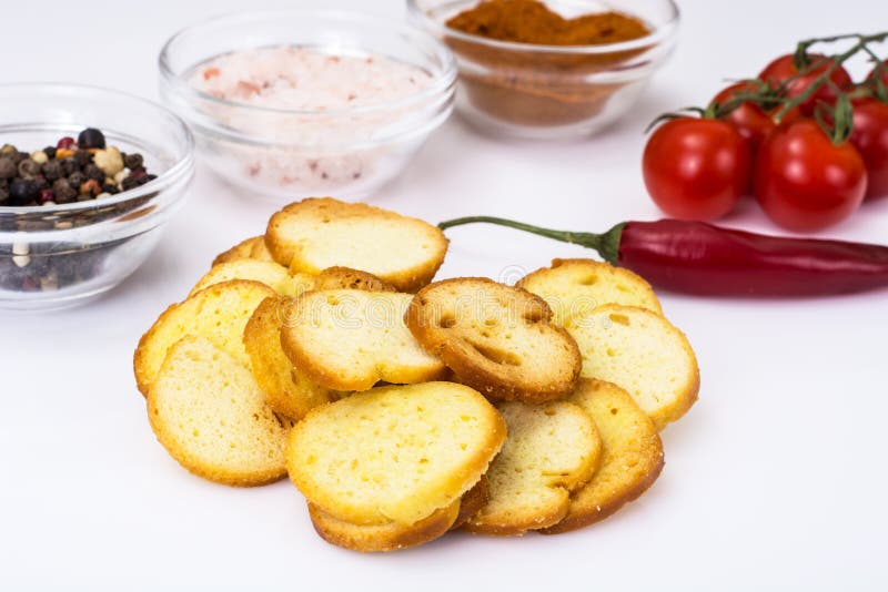 Crispy Fried Slices of Bread Stock Image - Image of brown, buttered ...