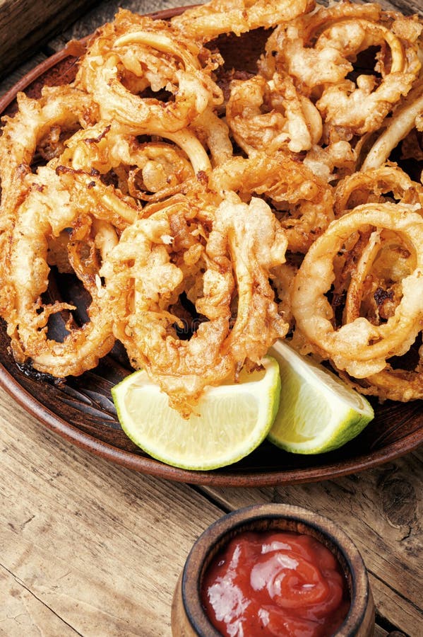Crispy fried squid rings stock image. Image of roast - 170279243