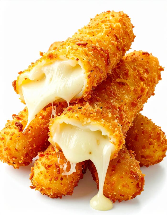 Crispy Golden Brown Cheese Sticks with Melted Cheese Stock Illustration ...