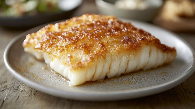 Crispy Golden-Brown Pan-Fried Fish on a Plate Stock Illustration ...