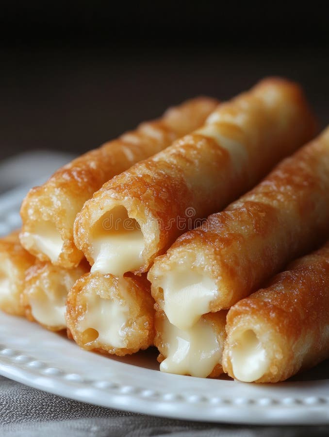 Crispy Golden Cheese Sticks on a Plate, Perfect Savory Snack. Stock ...