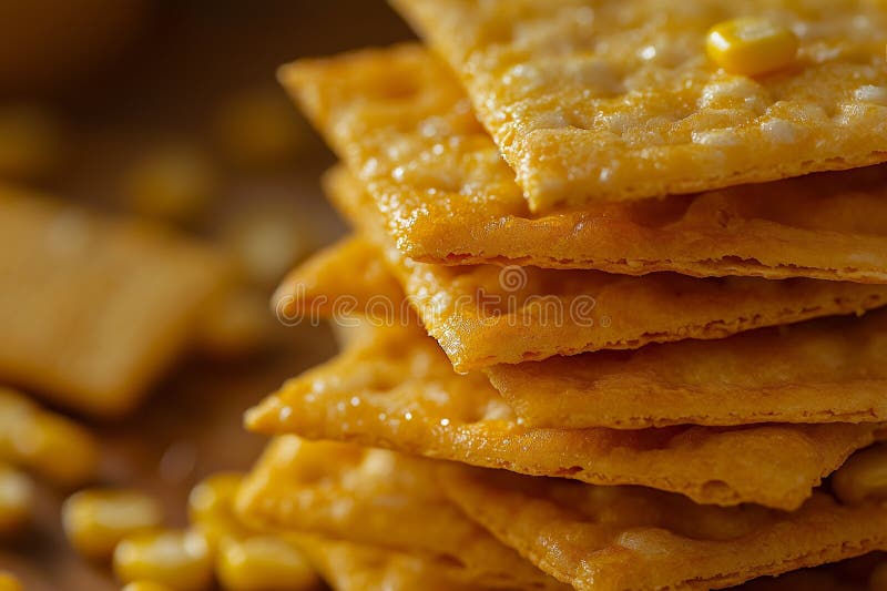 Crispy Golden Corn Crackers with Kernels: Close-Up Snack Stock ...