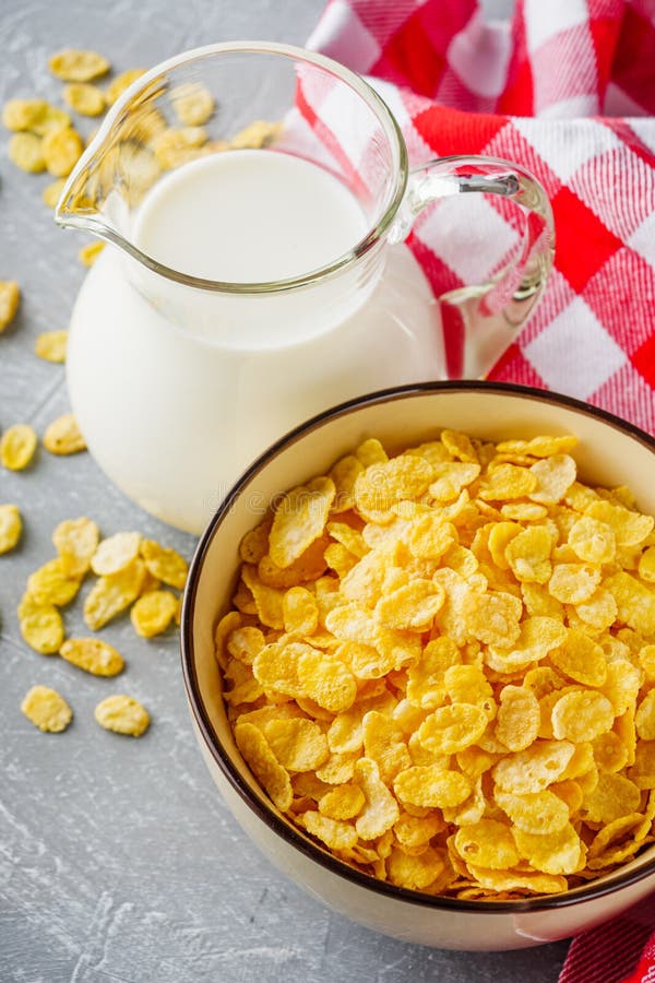 Crispy Golden Cornflakes on a Gray Concrete Background Stock Photo ...