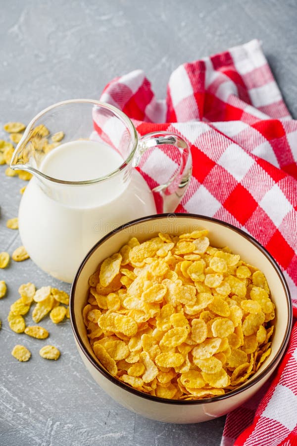 Crispy Golden Cornflakes on a Gray Concrete Background Stock Photo ...