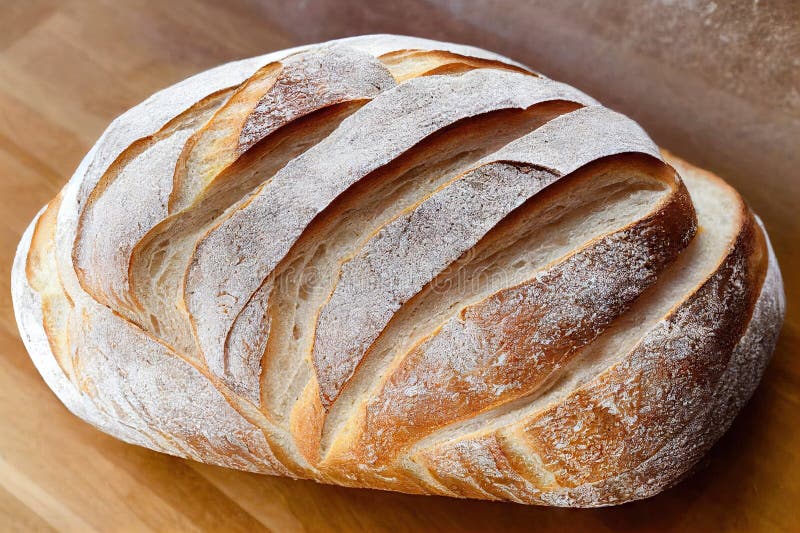Crispy Golden Crust of Sourdough Bread Sprinkled with Flour Stock ...