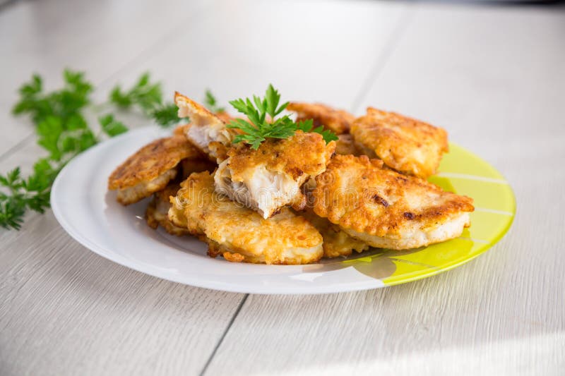 Crispy Golden Fish Fillet Fried in Batter Stock Photo - Image of fish ...