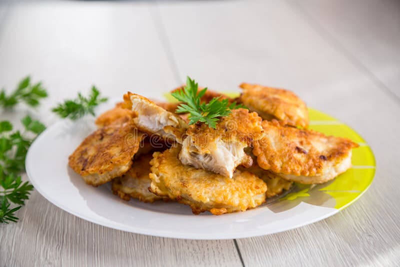 Crispy Golden Fish Fillet Fried in Batter Stock Image - Image of ...