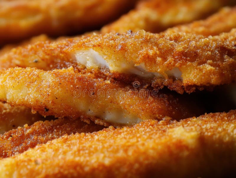 Crispy Golden Fried Fish in Close-up View Stock Illustration ...