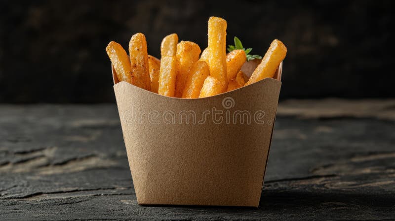 Crispy Golden Fries Served in a Paper Cup Container Stock Illustration ...