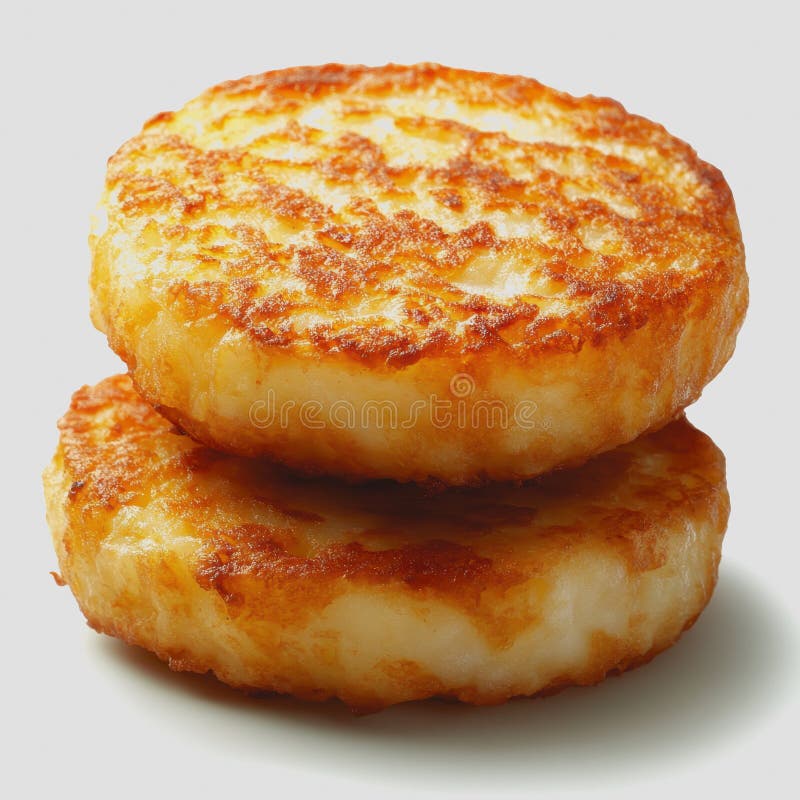 Crispy Golden Hash Browns Stacked on Top of Each Other Against a Clean ...