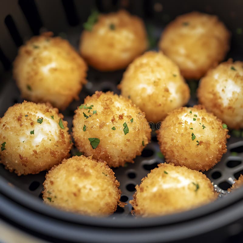 Crispy Golden Mozzarella Balls Airfryer Snack Stock Photo - Image of ...