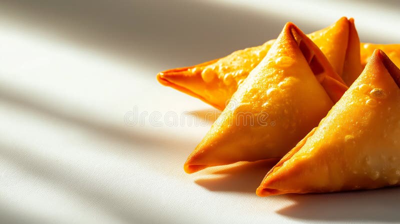 Crispy Golden Samosas Arranged on White Background, Showcasing Their ...