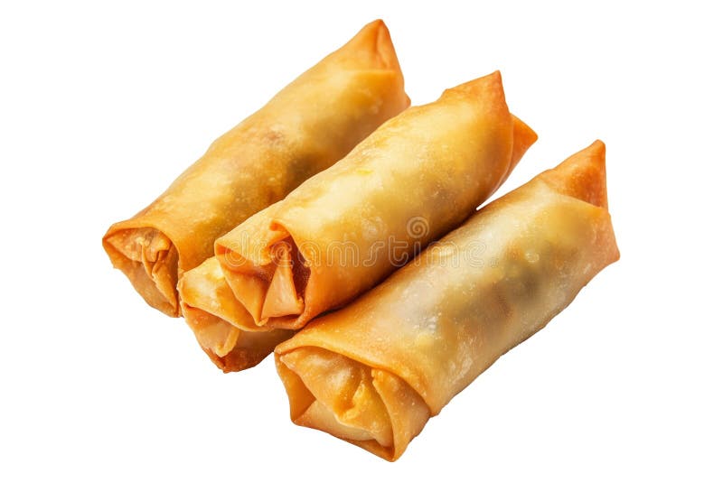Crispy Golden Spring Rolls with Flaky Texture Shown Isolated on White ...