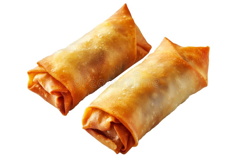 Crispy Golden Spring Rolls with Flaky Texture Shown Isolated on White ...