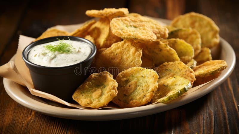 Crispy and Greasy Fried Dill Pickle Chips Stock Illustration ...
