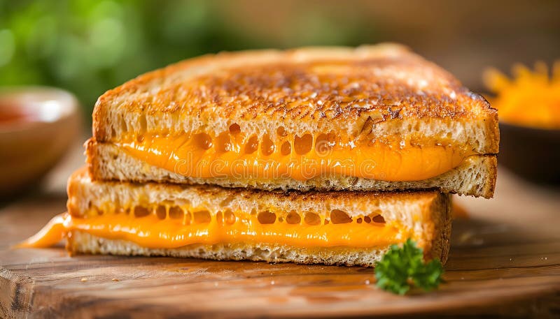 Crispy Grilled Cheese Sandwich with Melted Cheddar Stock Illustration ...