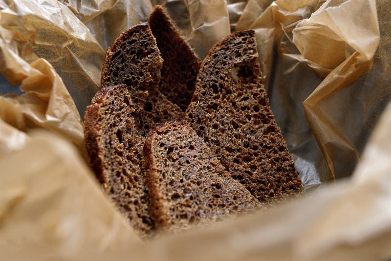 Crispy Grilled Rye Bread Toasts on Craft Paper Stock Photo - Image of ...
