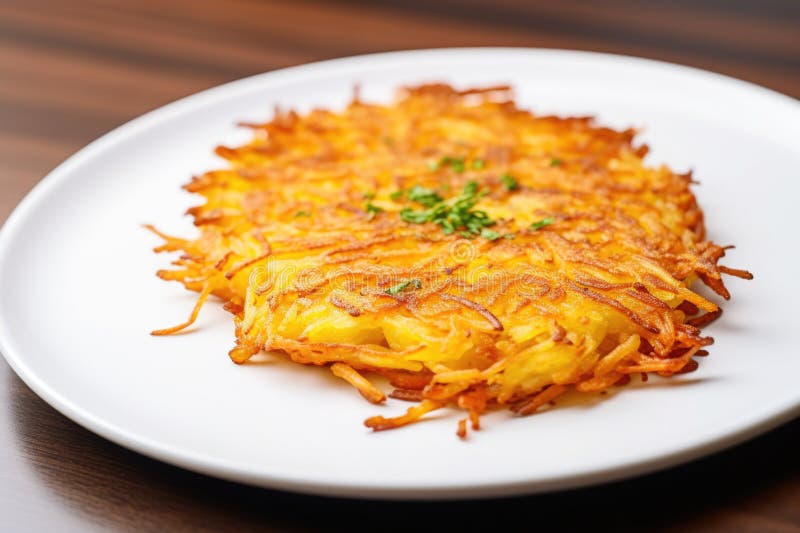 A Crispy Hash Brown on a Clean White Plate Stock Photo - Image of ...