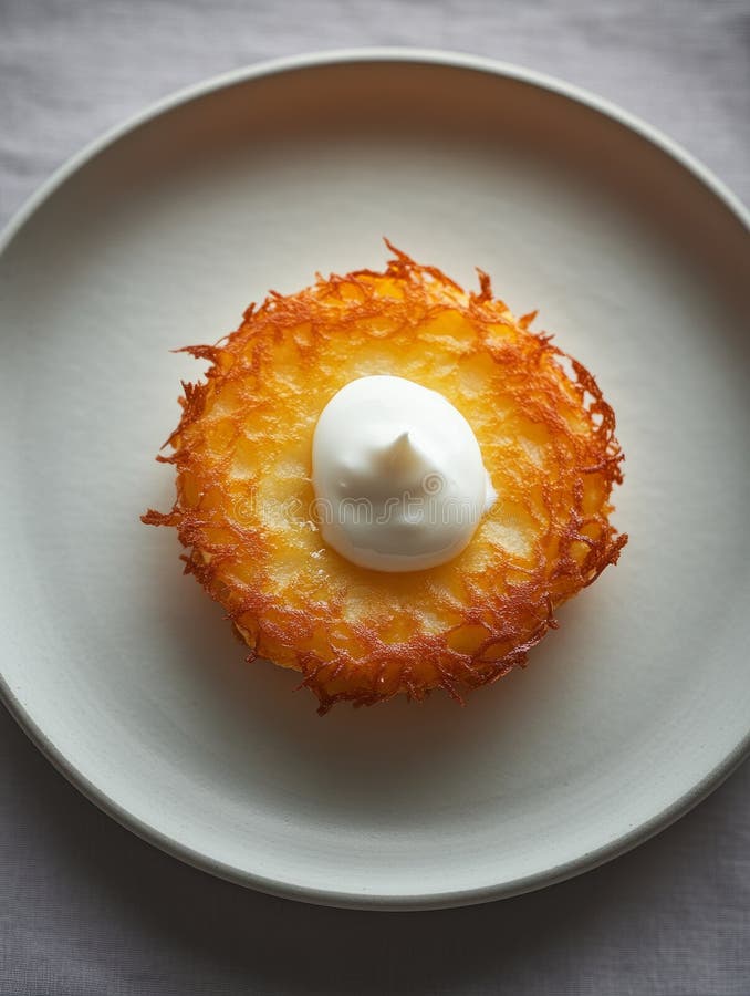 Crispy Hash Brown with Whipped Cream on a Plate. Stock Image - Image of ...
