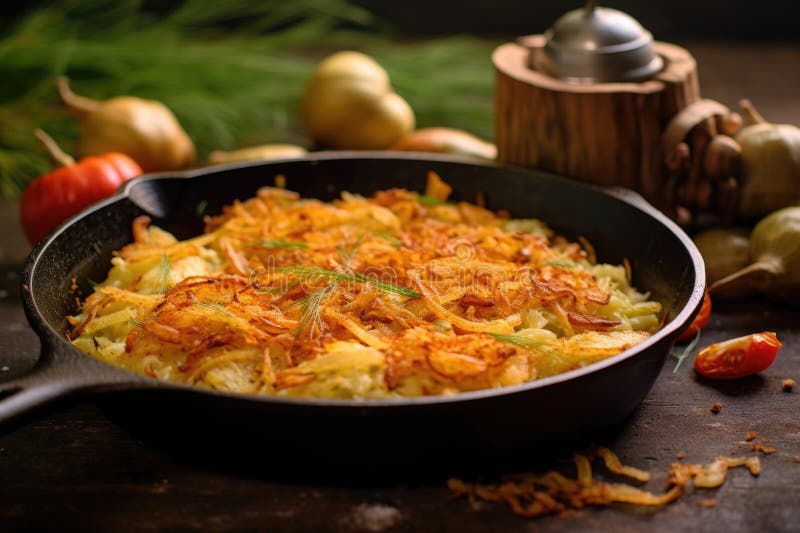 Crispy Hash Browns Cooking in Skillet Stock Image - Image of delicious ...