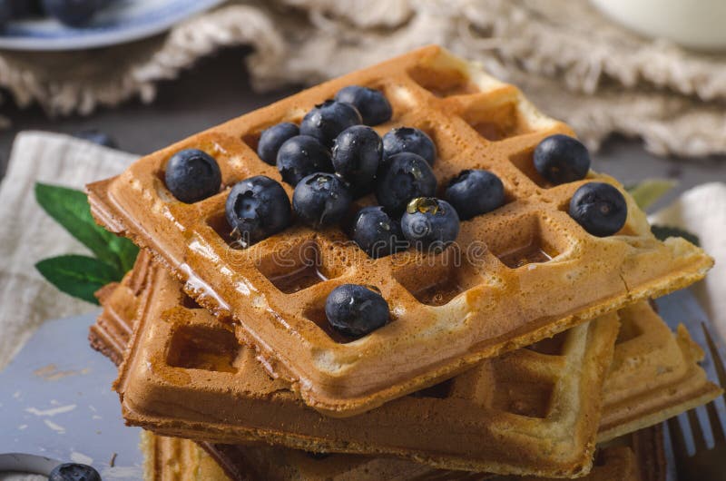Crispy Homemade Waffles with Berries Stock Photo - Image of strawberry ...