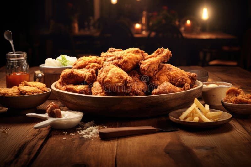 Crispy KFC on a Table Made of Wood Stock Illustration - Illustration of ...