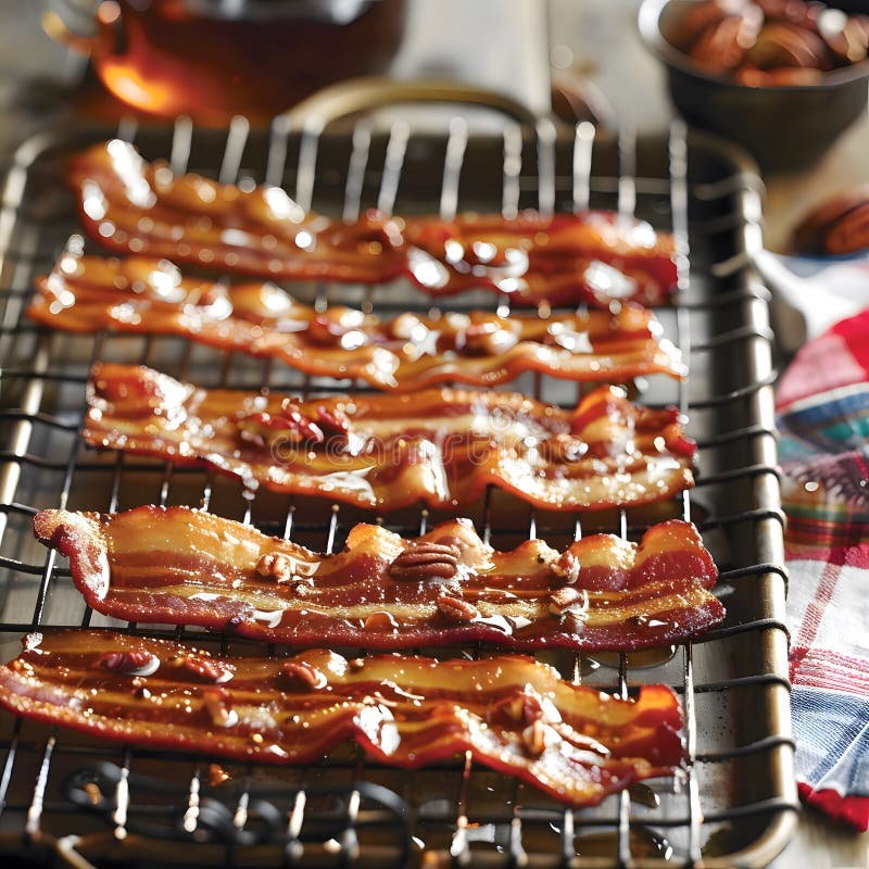 Crispy Maple Bacon with Pecans Stock Illustration - Illustration of ...