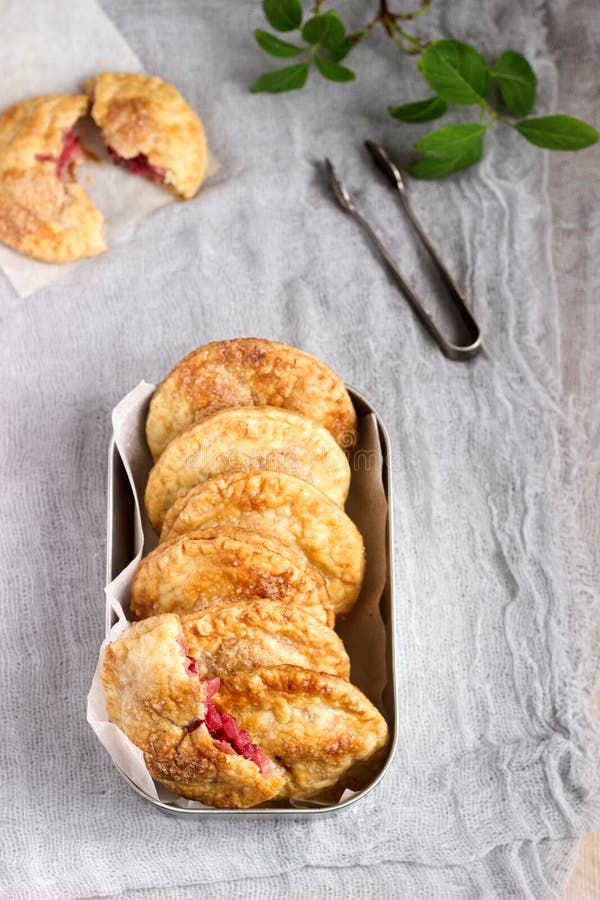 Crispy Mini Pies with Apple and Red Currant. Rustic Style. Stock Photo ...