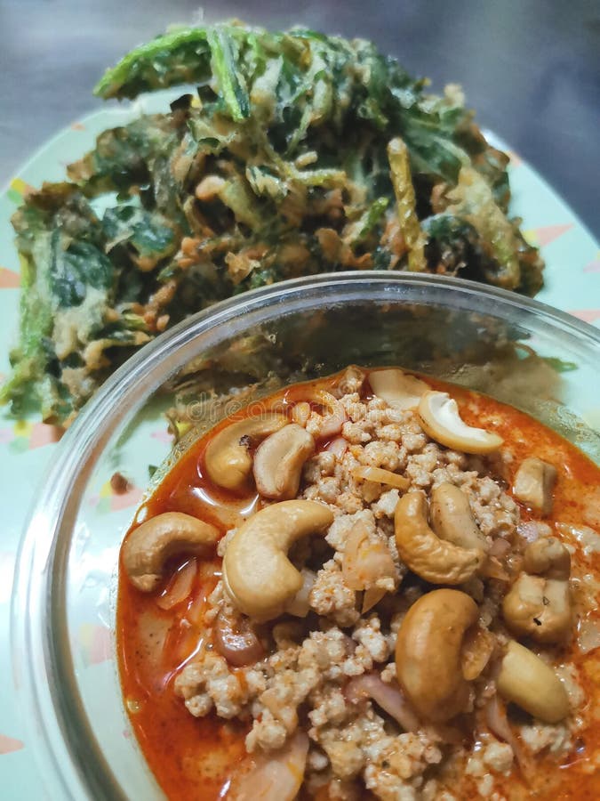 Crispy Morning Glory Salad Top View Stock Image - Image of food, health ...