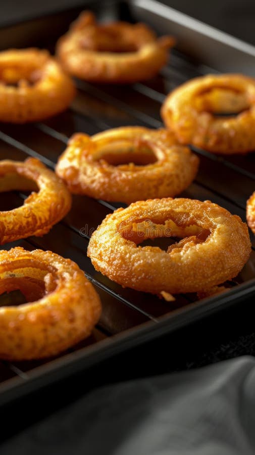 Crispy Onion Rings on a Baking Tray Stock Image - Image of kitchen ...