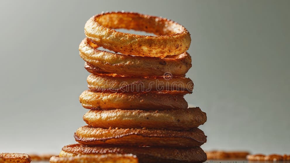 Crispy Onion Rings Stack Fried Food Closeup Appetizer Snack Stock Image ...