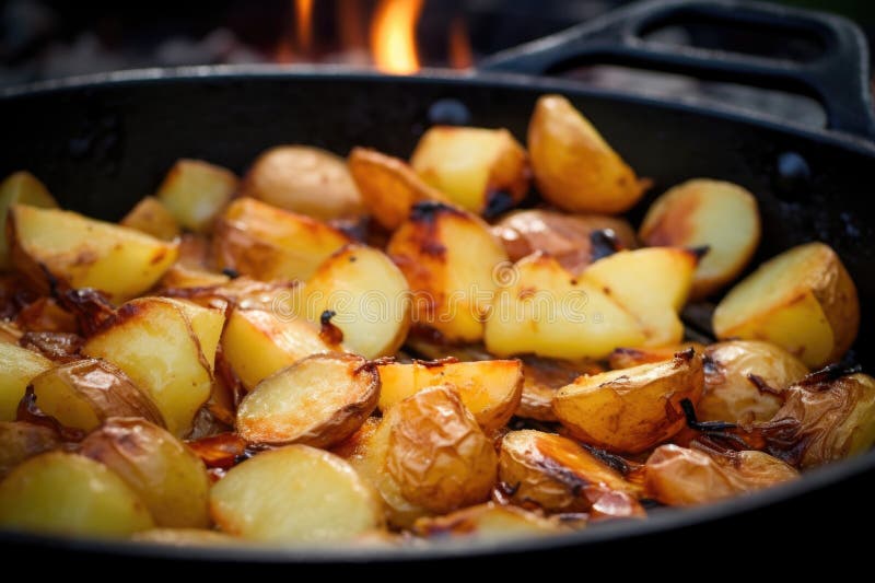 Crispy on the Outside, Soft on the Inside Campfire Potatoes Stock Photo ...