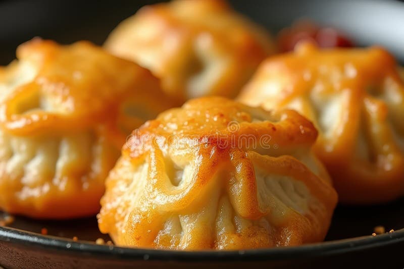 Pan-Fried Dumplings Excitement Stock Illustration - Illustration of ...
