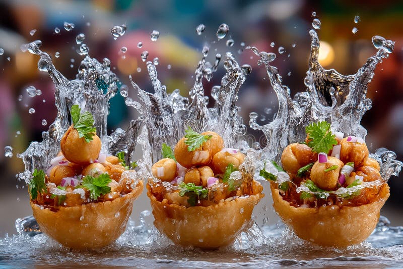 Crispy Pani Puri Shells Explode with Mint Tamarind Water in High-speed ...