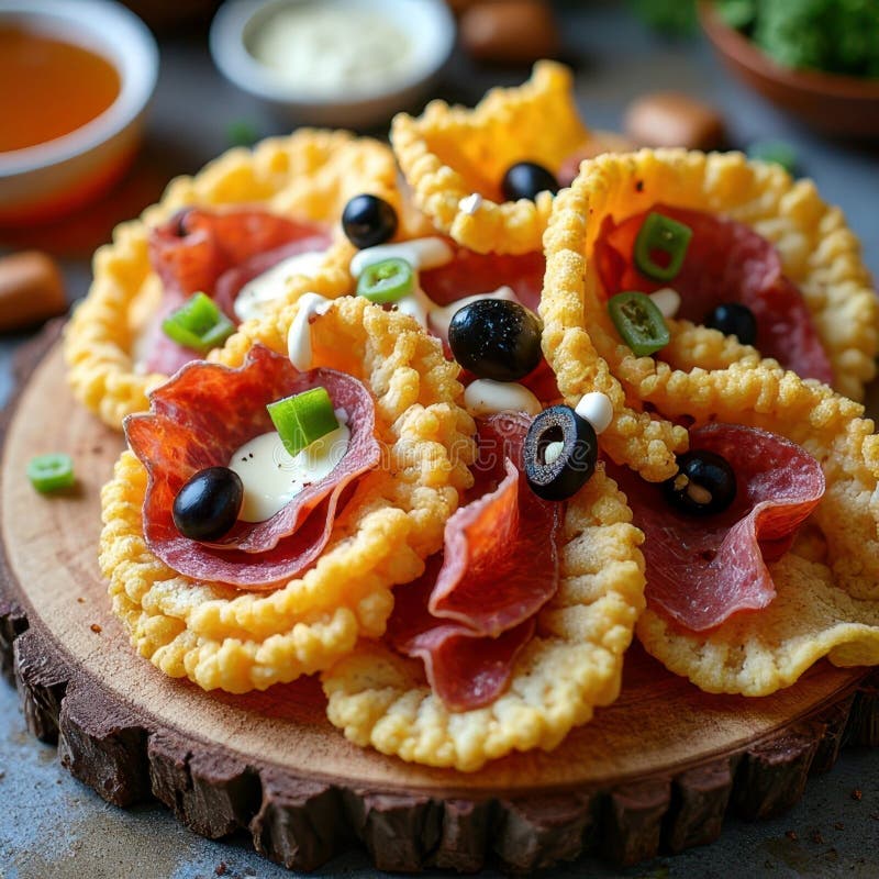 Crispy Pastry Shells with Salami, Olives, and Cream Cheese Appetizer ...