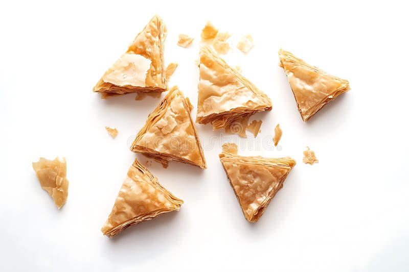 Crispy Phyllo Pastry Triangles Isolated on White Background Stock ...