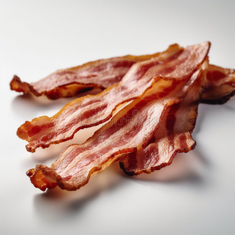 Crispy Pieces of Bacon on a White Background, Generative AI Stock ...