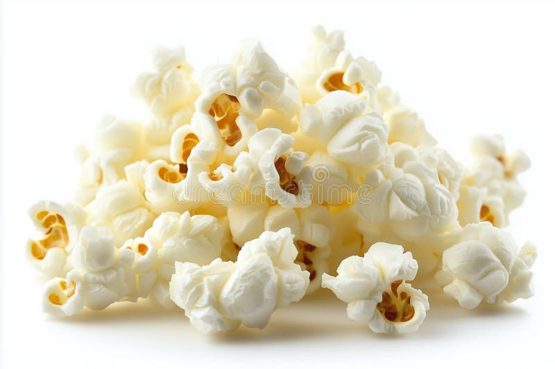 Crispy Popcorn Pile on White Background, Perfect for Snacking Stock ...