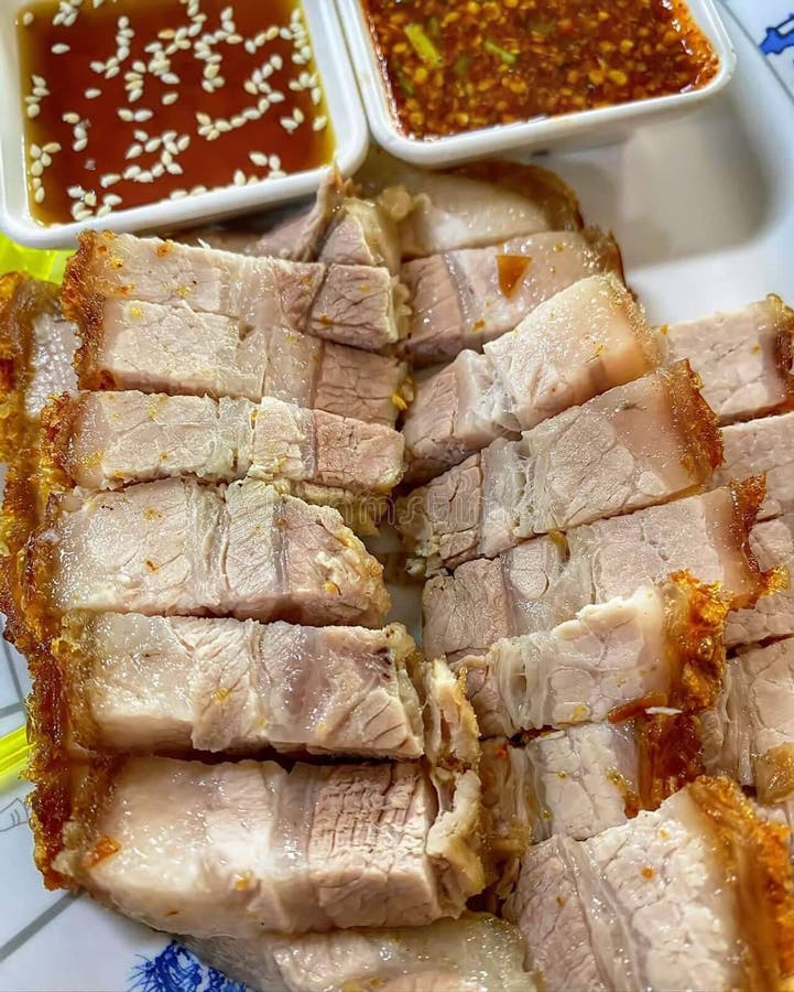 Crispy Pork Belly or Deep Fried Pork and Soft Texture. Stock Photo ...