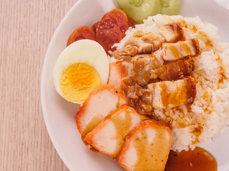 Crispy pork with rice stock image. Image of food, chinese - 94563597