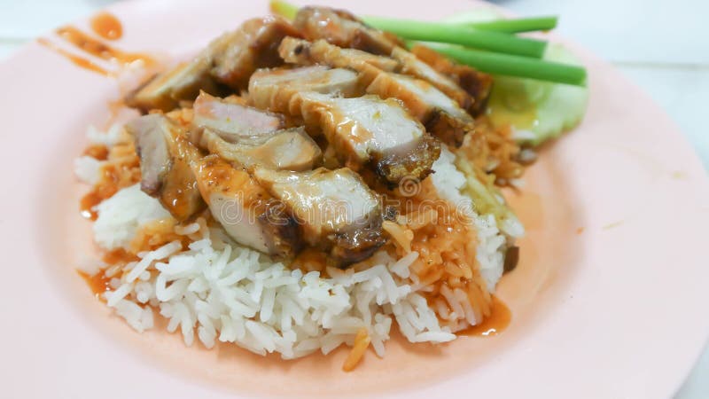 Crispy pork with rice stock photo. Image of style, roasted - 104529020