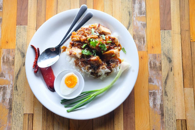 Crispy Pork Rice with Egg on Rice Stock Image - Image of rice, dish ...