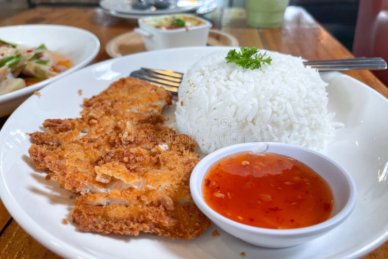 Crispy Pork Rice. Fast Food for People in a Hurry Stock Photo - Image ...