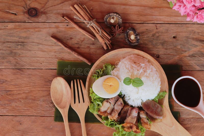 Crispy Pork Rice with Gravy is Delicious. Stock Photo - Image of ...