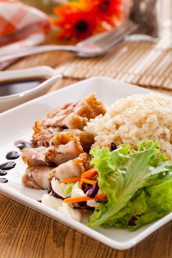 Crispy Pork with Rice,Thai Food Stock Image - Image of restaurant ...