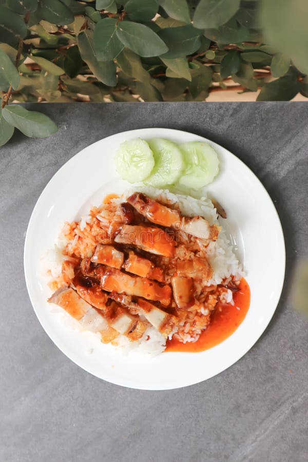 Crispy Pork with Rice, Rice Topped with Crispy Pork Stock Photo - Image ...