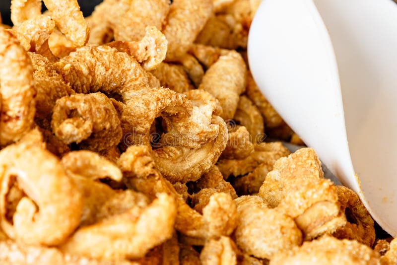 Crispy pork rinds. stock image. Image of fried, pork - 65963769