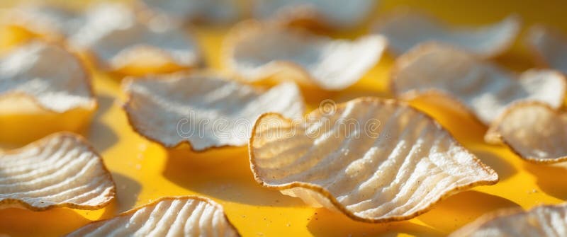 Crispy Potato Chips Arranged Yellow Surface Stock Photos - Free ...