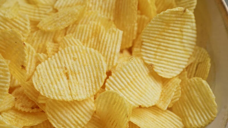Crispy Potato Chips Displayed in a Closeup Shot Highlighting Golden ...